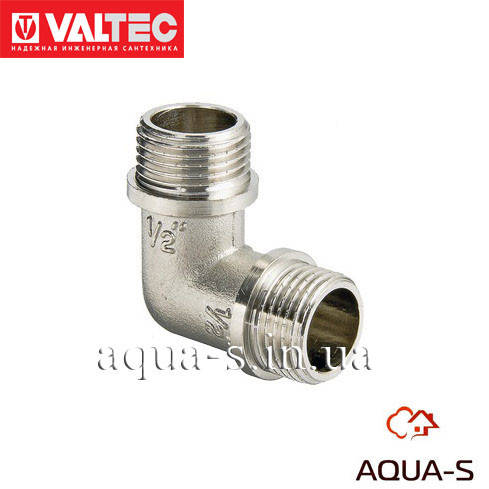 Косинець різьбовий Valtec DN 3/4" (ПН) латунний НІКЕЛЬ (VTr.093) Італія ...