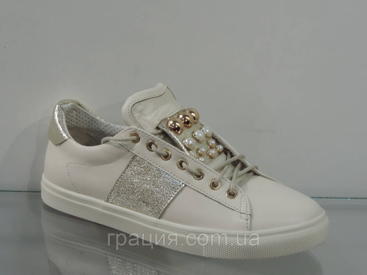 Кроссовки женские модные с бусинами из натуральной кожи 38 (ID ...