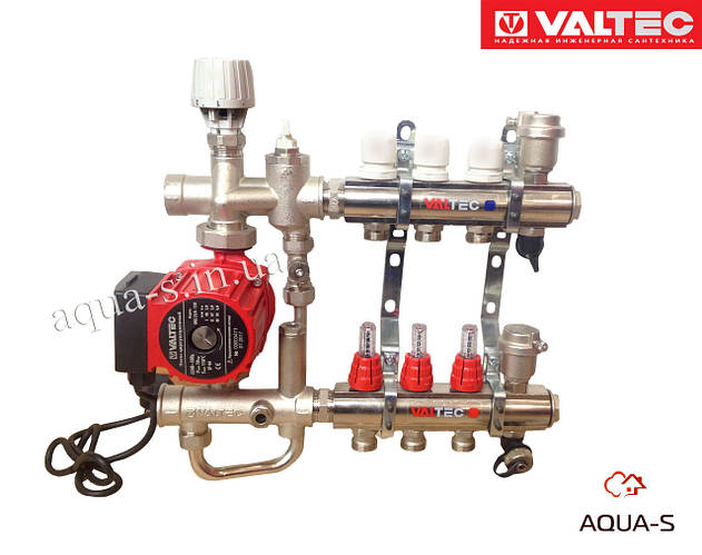 Купить Коллекторный блок Valtec Valmix VRS DN 1"x4 с насосом и смесительным узлом (VTc.589 ...