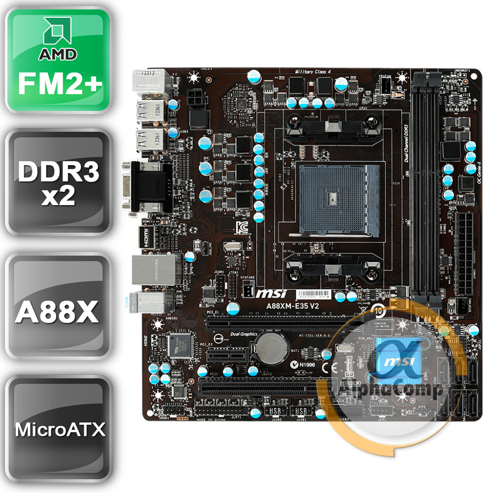 Материнская плата MSI A88XM-E35 V2 (FM2+/A88X/2×DDR3) БУ: продажа, цена в Днепре. Материнские ...