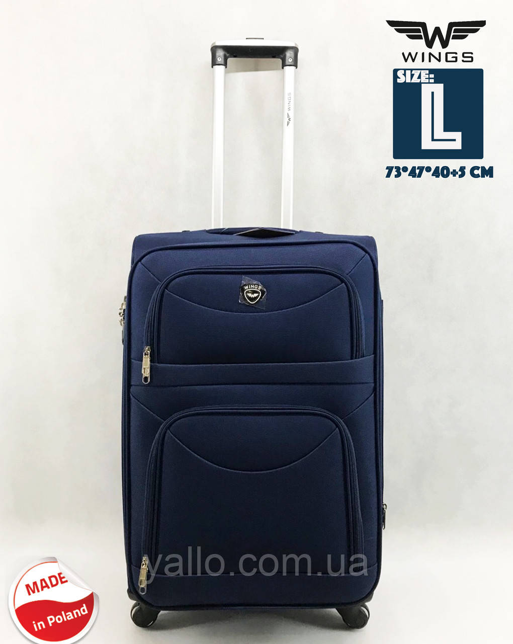 Чемодан Большой Тканевый Wings 6802L BLUE PREMIUM на 4-х Прочных ...