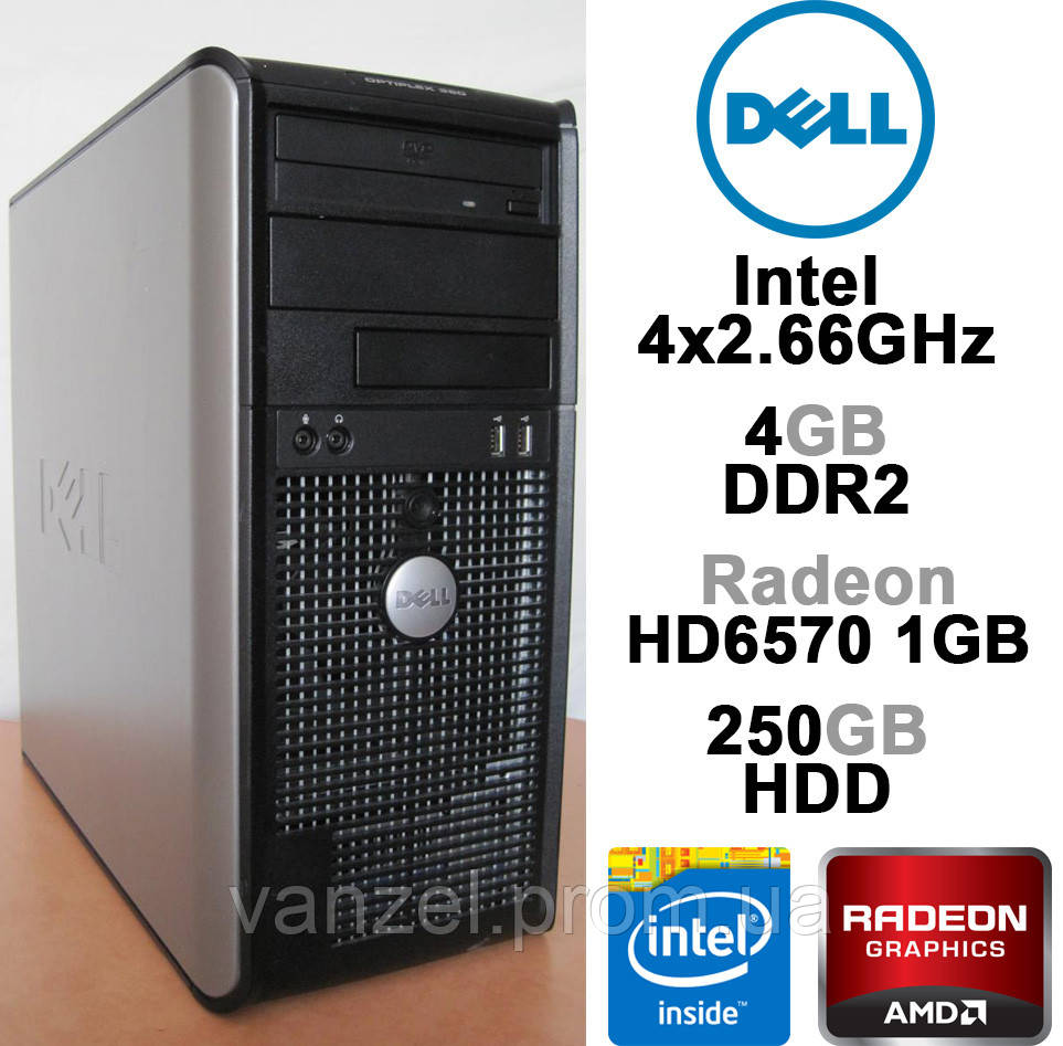 Dell Optiplex 360 - 4 ЯДРА /4GB DDR2 /Radeon HD6570 1GB /250GB HDD ...
