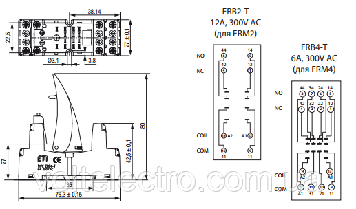 Цоколь ERB4-T тип Т 6A (для ERM4) на DIN-рейку, ціна 175 грн — Prom.ua (ID#53396491)