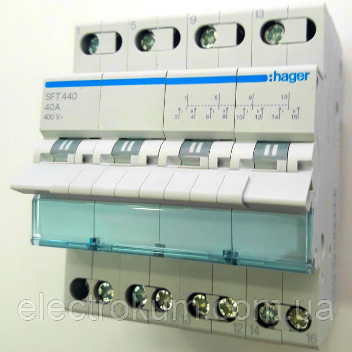 Переключатель I-0-II 4 полюса 40А 400V HAGER SFT440: продажа, цена в ...