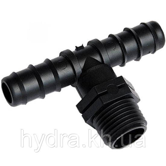 Купить. Тройник д.16 мм. для капельной трубки с наружной резьбой 1/2 ...