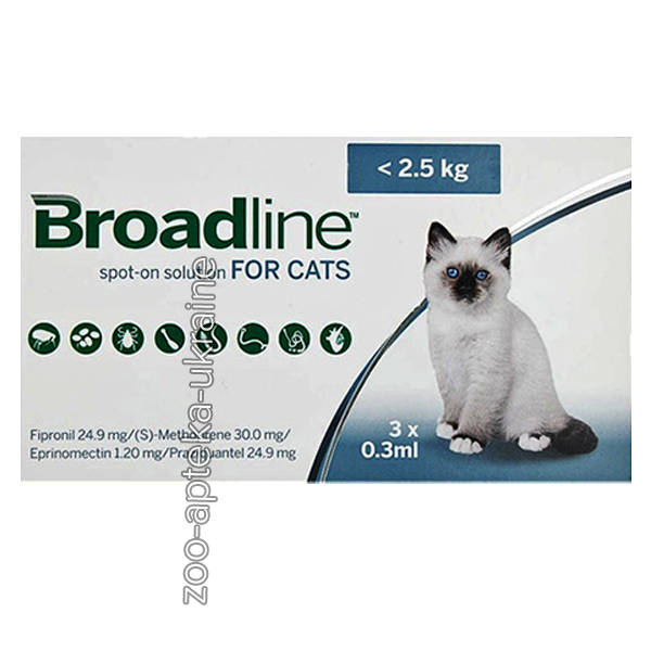 Капли на холку Бродлайн (Broadline) от блох и клещей для кошек до 2,5 ...