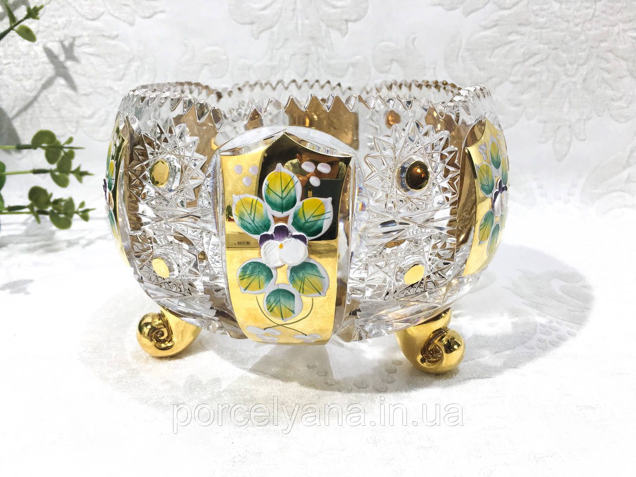 Цукерниця на 3 ніжках 15 см Bohemia смальта Sonne Crystal продаж ціна