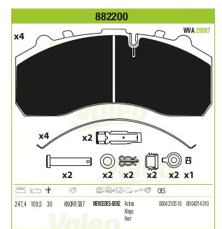 Колодки тормозные Valeo 882200: продажа, цена в Виннице. Тормозные ...