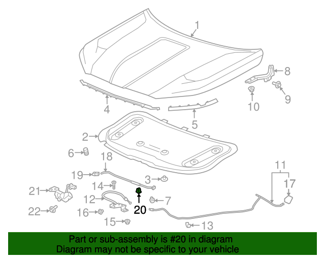 Фіксатор стійки тримача капота GM 13249044 OPEL Astra-K Meriva-B Zafira ...