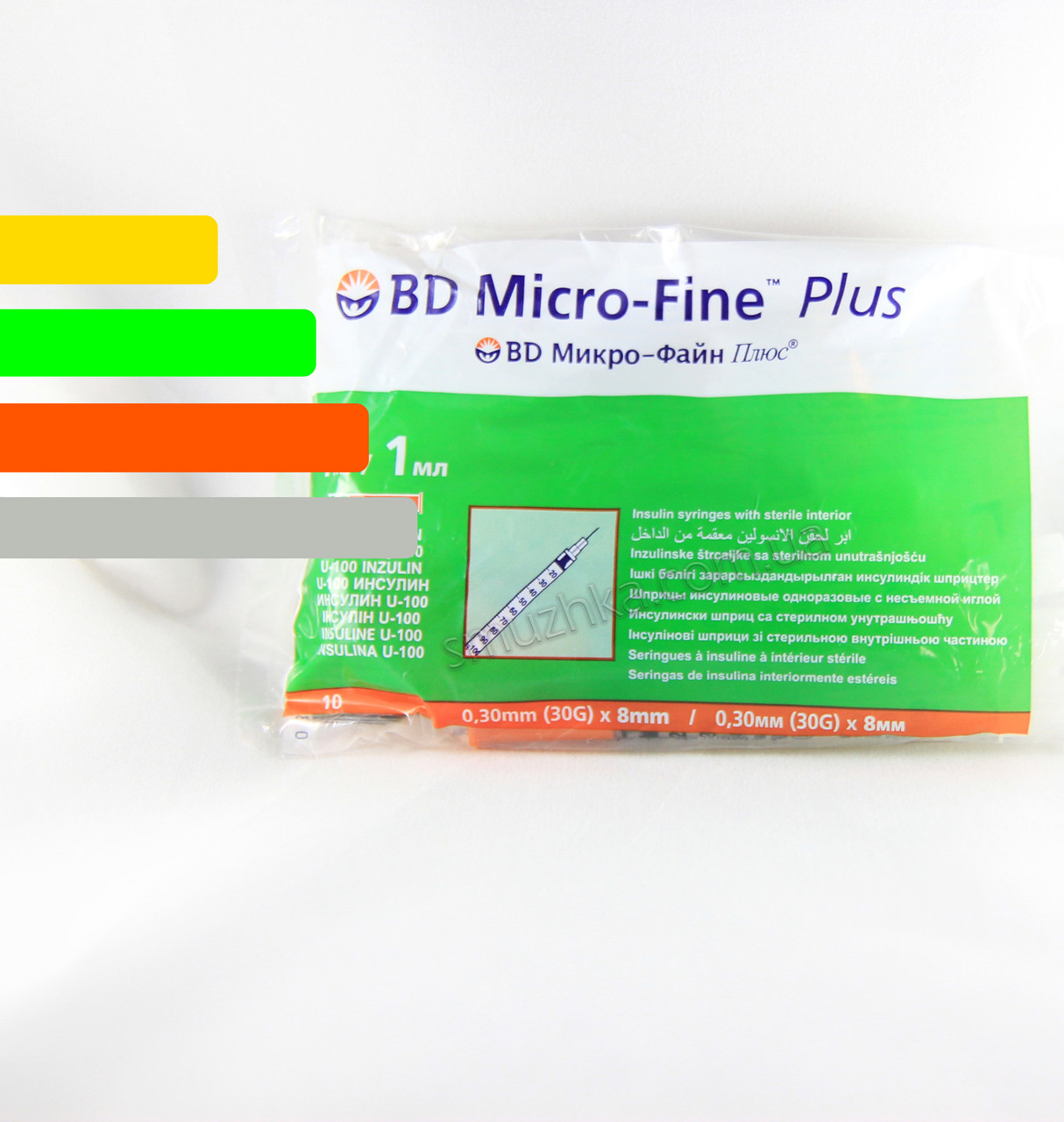Шприц инсулиновый BD Micro-fine Plus-Микрофайн 1ml, игла 8мм (ID ...
