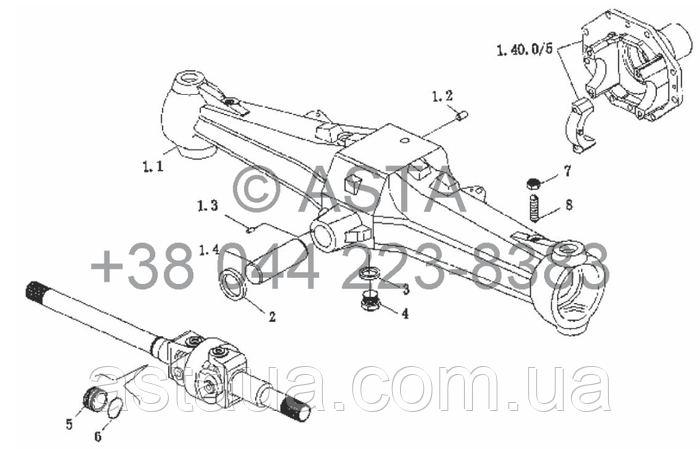 Передний мост в сборе-поворотный кулак на YTO-X904, цена — Prom.ua (ID ...