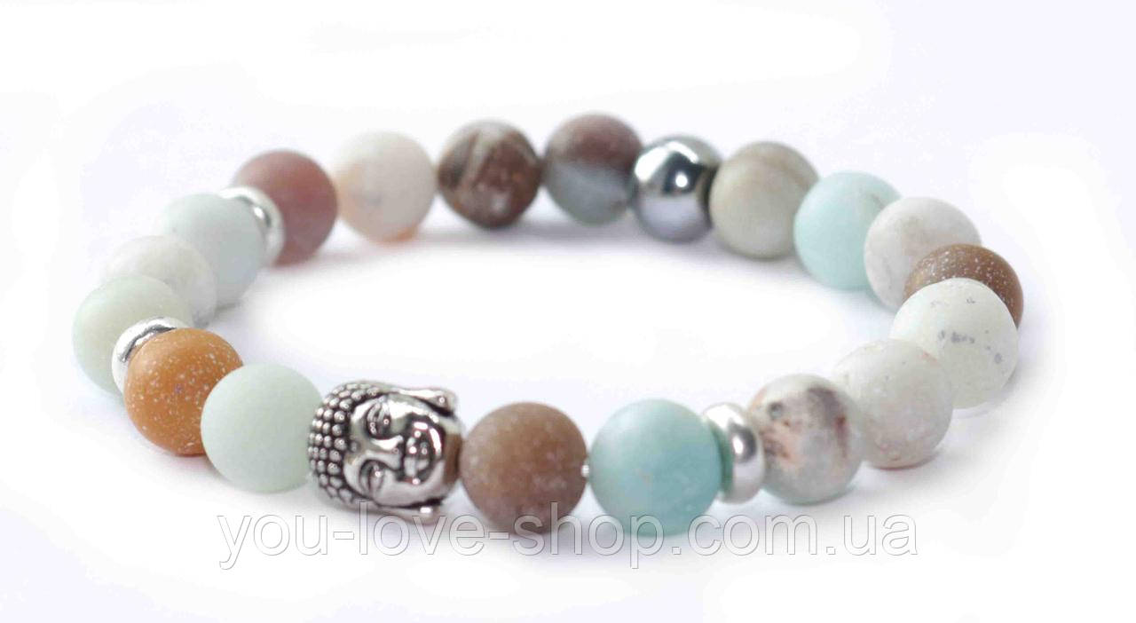 Браслет Из Натурального Камня Матовый Амазонит Будда — Купить Недорого ...