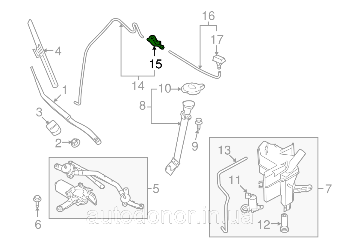 Конектор шланга омывателя переднего стекла Nissan Leaf ZE0 / AZE0 (10 ...