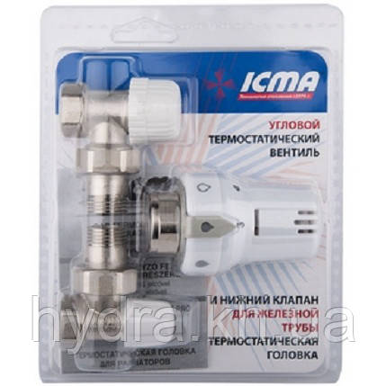 Купить. Термостатический комплект угловой 1/2" (28 х 1,5) ICMA Арт. KTE 985+774+805 - по лучшей ...
