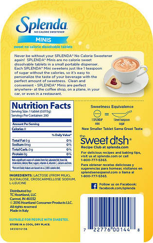 Цукрозамінник в таблетках сукралоза Splenda minis 200 штук, ціна 314 ...