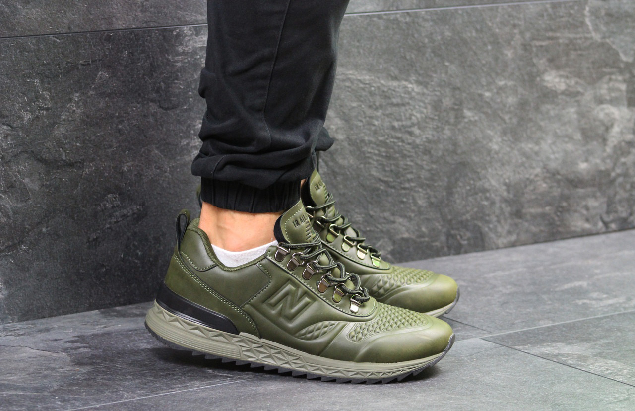Зеленые мужские кроссовки New Balance Trailbuster демисезонные кожаные ...