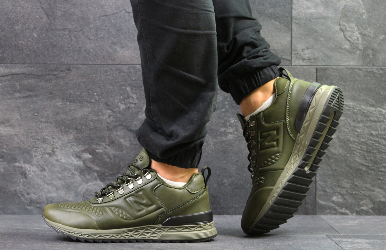 Зеленые мужские кроссовки New Balance Trailbuster демисезонные кожаные ...