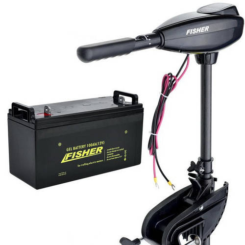 Купить Лодочный электромотор Fisher 32 + Гелевый аккумулятор 80 Ач (GEL ...