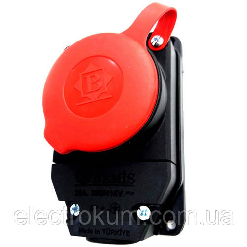 Розетка силова 3-х фазна 25А (3Р+Е) зовнішня Bemis каучук (ID#641718195 ...