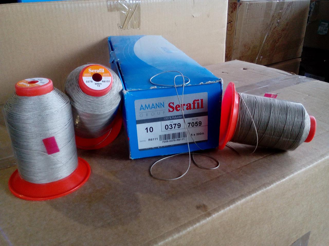 Нитки AMANN SERAFIL №10 300м "капрон" акционный цвет 0379 св.серо-беж ...