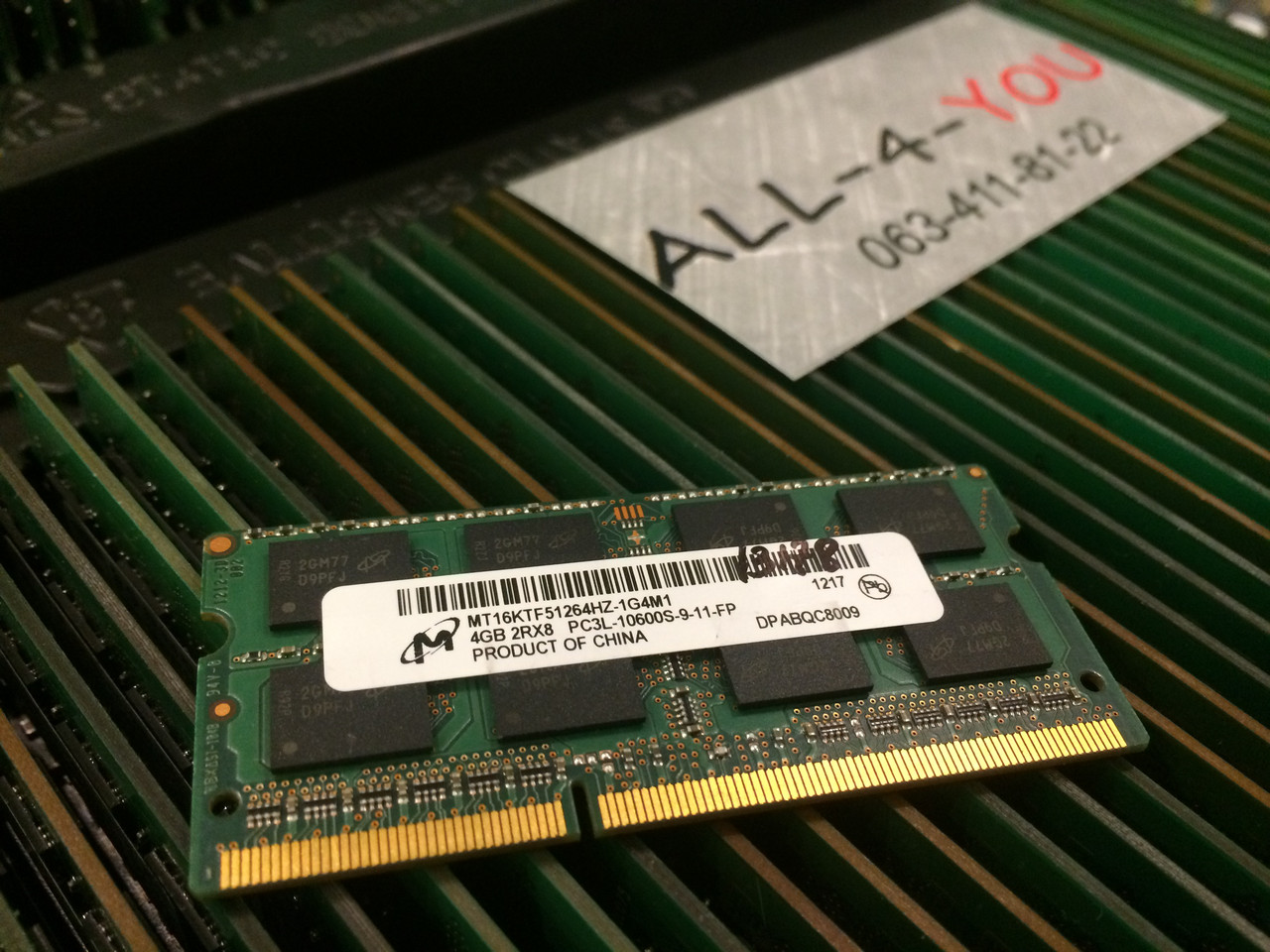 Оперативна Пам`ять Micron Ddr3 4gb So Dimm Pc3l 10600s 1333mhz Intelamd — Купить Недорого на