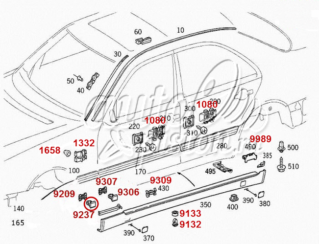 Клипса крепления молдинга порога на Мерседес (ID#628878282), цена: 20 ...