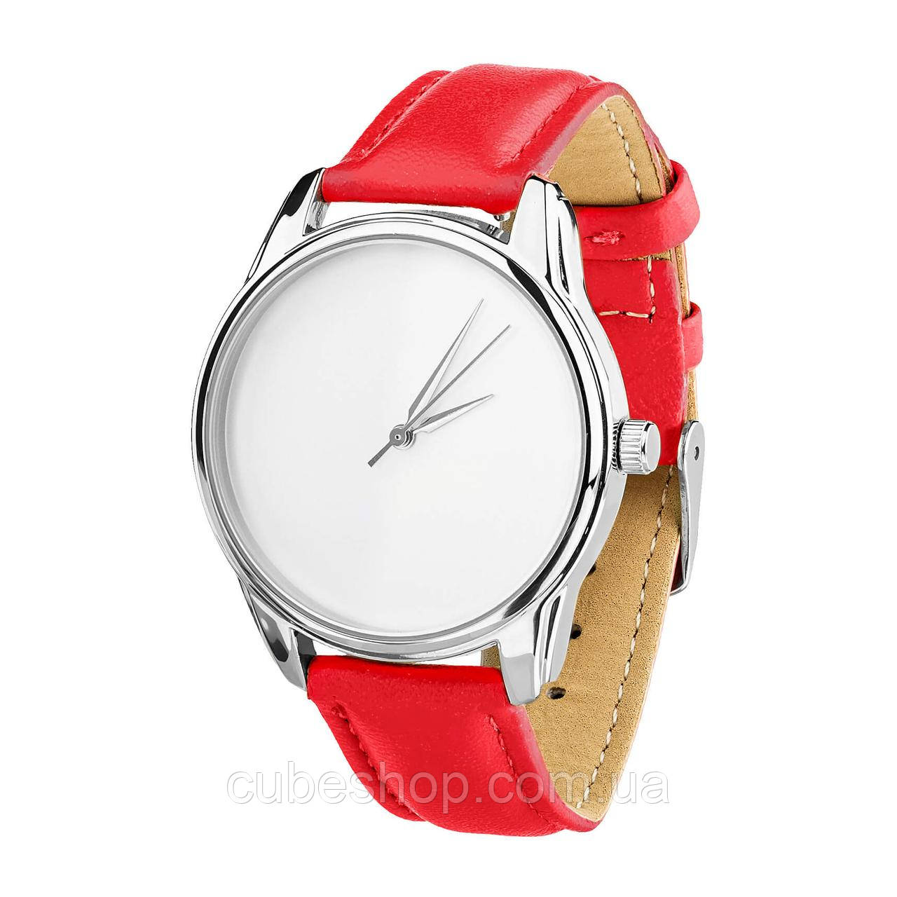 Часы наручные "Минимализм" (красный-серебро) + дополнительный ремешок ...