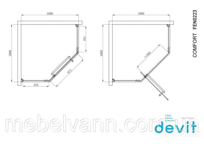 Купить Душевая кабина Devit Comfort FEN0223 пятиугольная 100х100 см, цена — Prom.ua (ID#777457256)