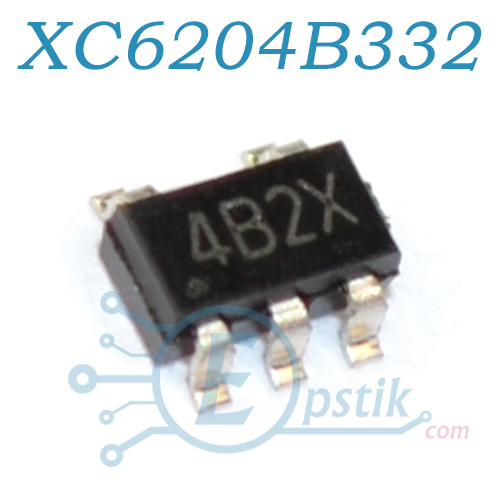 XC6204B332MR, (4B2X), стабилизатор напряжения, 3.3В, 150мА, SOT23-5 (ID ...