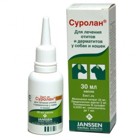Суролан 30 мл (Surolan) — Вушні Краплі протизасновні для собак і кішок ...