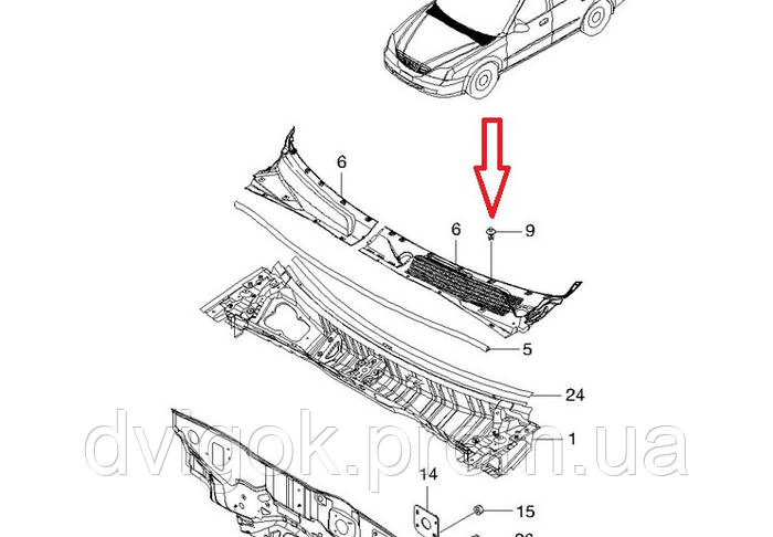 Клипсы дефлектора лобового стекла Chevrolet Evanda Epica (оригинал, GM ...