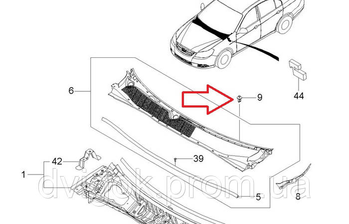 Клипсы дефлектора лобового стекла Chevrolet Evanda Epica (оригинал, GM ...