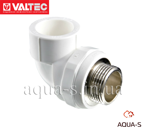 Угольник переходной Valtec PPR DN 32x3/4" с наружной резьбой (VTp.753.0) Белый, цена 188.16 грн ...