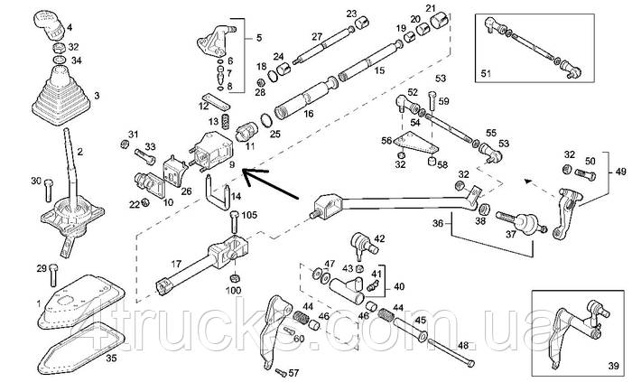 Кронштейн штока перемикання передач супорт куліси кпп Iveco Eurotrakker ...