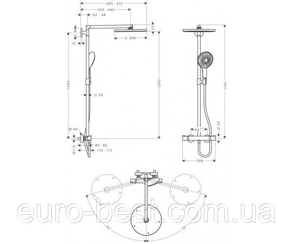 Купить Душова система з термостатом Hansgrohe Raindance S 27114000 ...