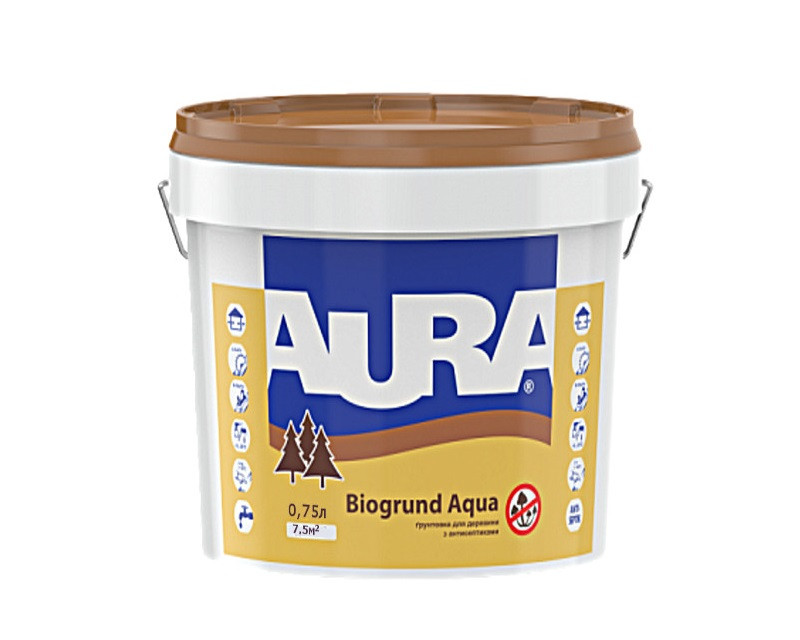 Грунтовка Антисептическая AURA BIOGRUND AQUA для Древесины 0,75л ...