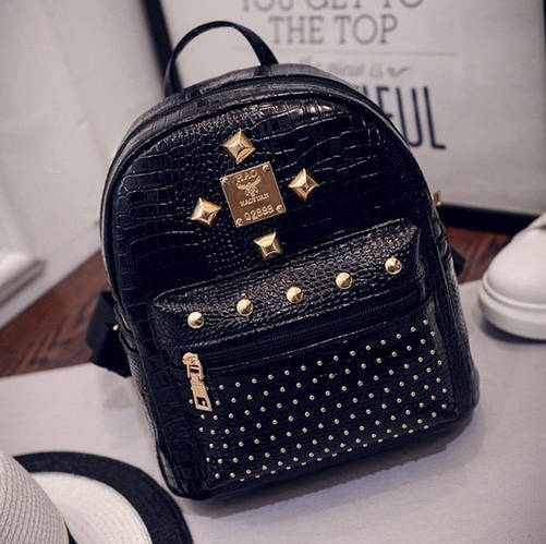 Купить Лаковый женский рюкзак черный, цена 479 грн — Prom.ua (ID#846917315)