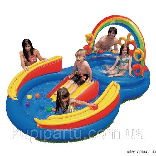 Детский бассейн Intex с горкой Радуга с фонтаном 297 х 193 х 135см ...