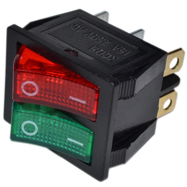 Переключатель KCD8 - 212 клавишный широкий сдвоенный с подсветкой 220V ...