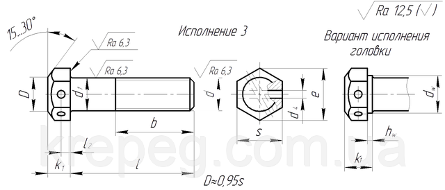 Болт контровочный с отверстием в голове ГОСТ 7798-70, DIN 962, ISO 8991 ...