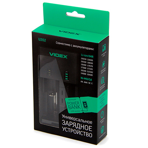 Зарядное устройство VIDEX VCH-U202 с функцией Power bank AA/AAA/C/SC/ NiCd/NiMh/Li-ion, цена ...