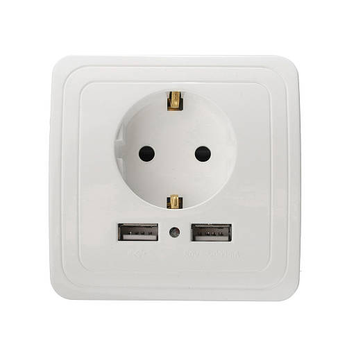 Купити Розетка 220В з 2 Usb розємами для зарядки з заземленням ціна