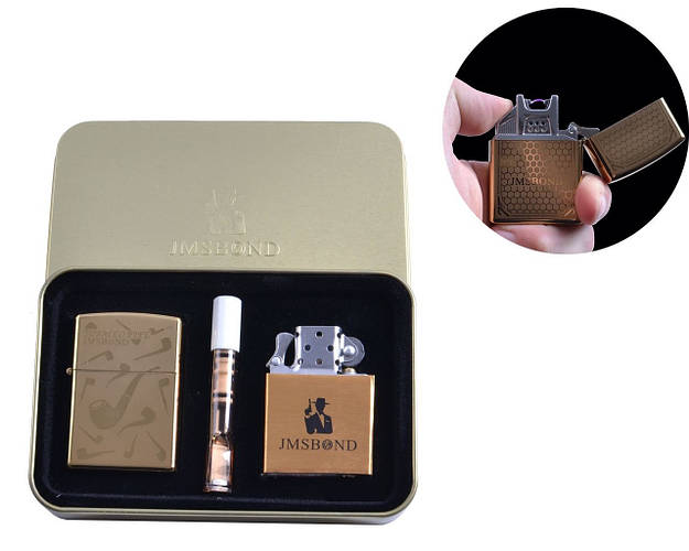Электроимпульсная (USB) + бензиновая зажигалки в подарочной коробке ...