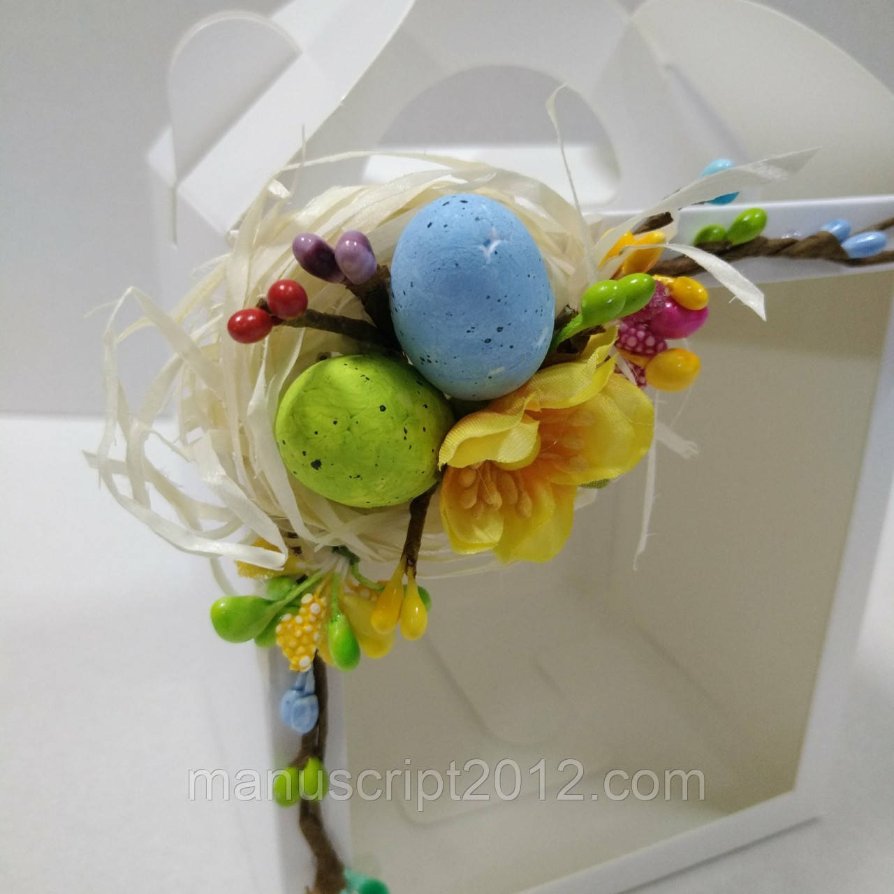 Коробка для кулича, пряничного домика, подарка 11,5х12х14 см. с декором ...