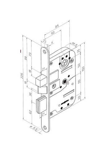 Замок врезной ABLOY 1-WAY FIN+СУВАЛЬДНЫЙ 451S CR CHROME UNIV BS50мм 55мм 3KEY SP (Финляндия ...