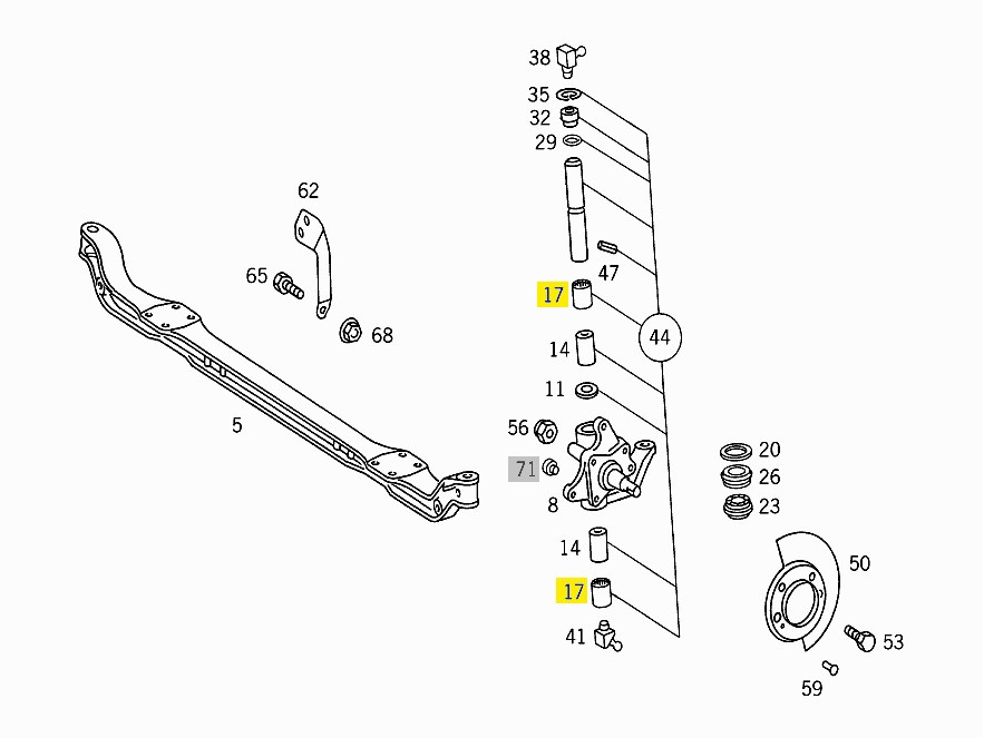 Ремкомплект Шкворня Mercedes 207D-310D (игольчатый Подшипник) 014 981 ...