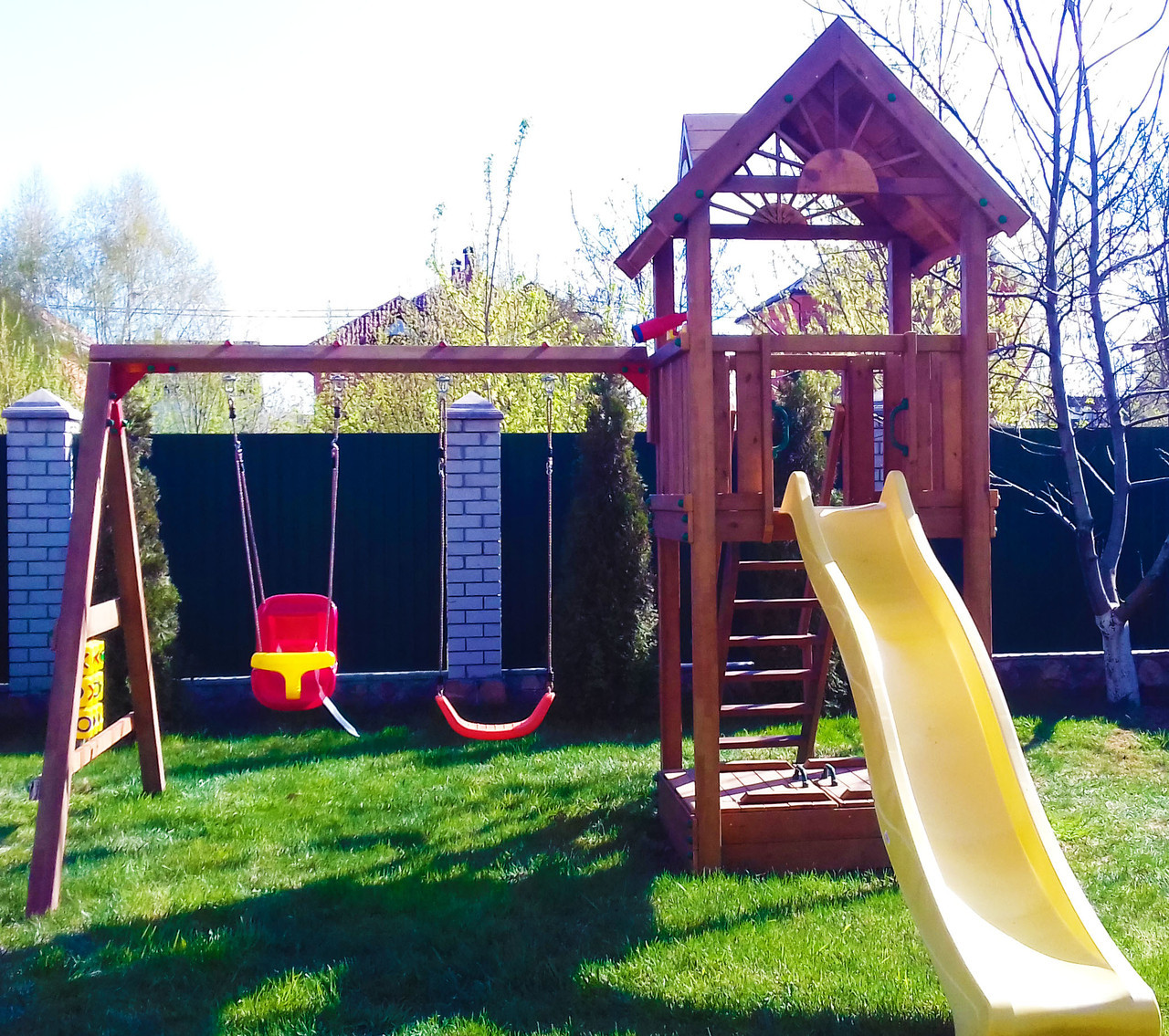 Детская площадка Spielplatz Томас с двойной качелью и песочницей ...
