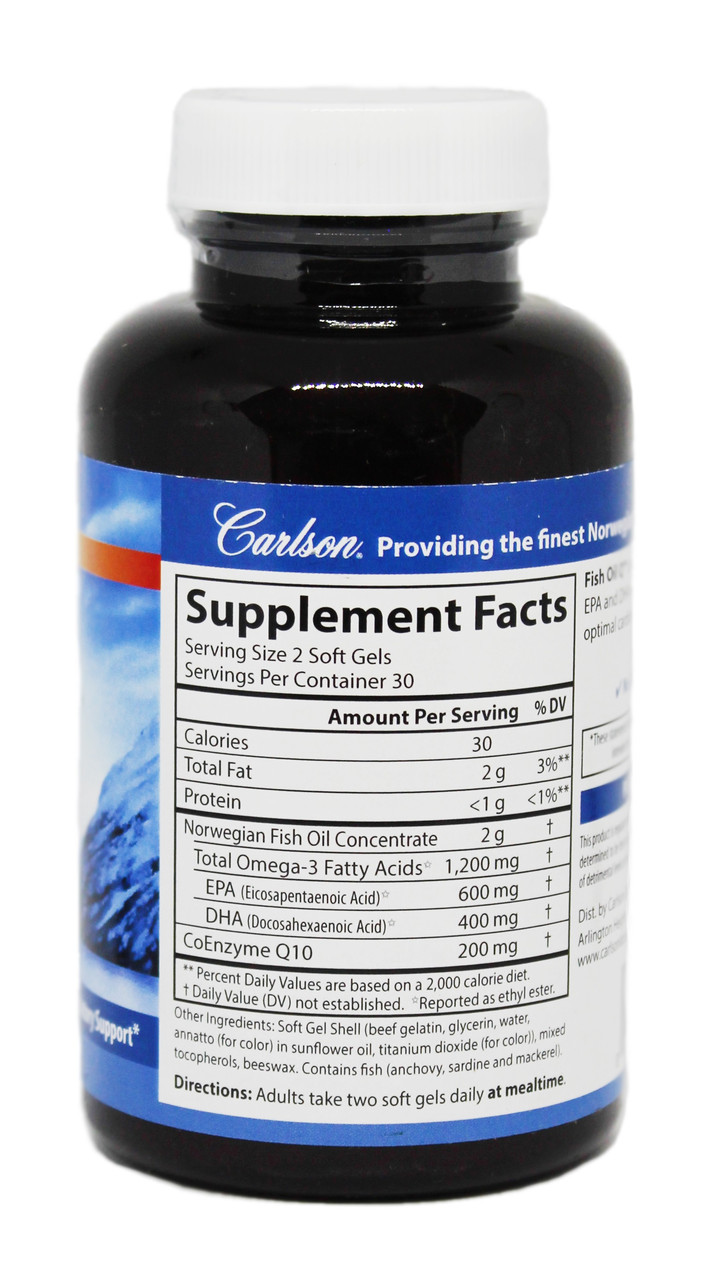 Омега-3 + Коензим Q10, Fish Oil Q, Carlson, 60 гелевих капсул: продаж ...