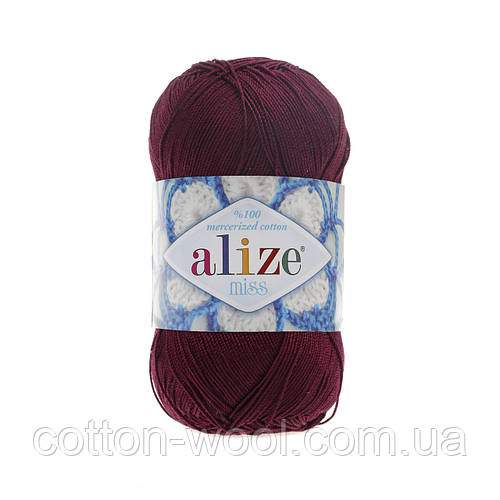Alize Miss (Ализе Мисс) 100% мерсеризованный хлопок 495 бордо (ID ...