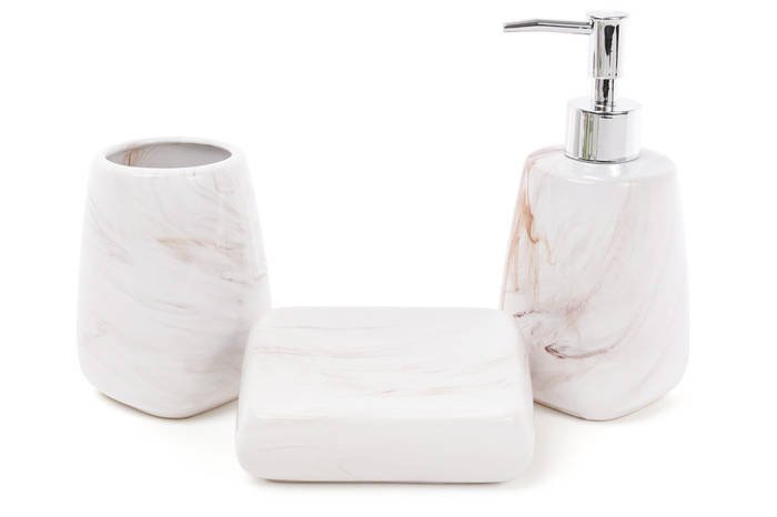 Набор для ванной (3 предмета): дозатор 425мл, стакан 450мл для зубных ...